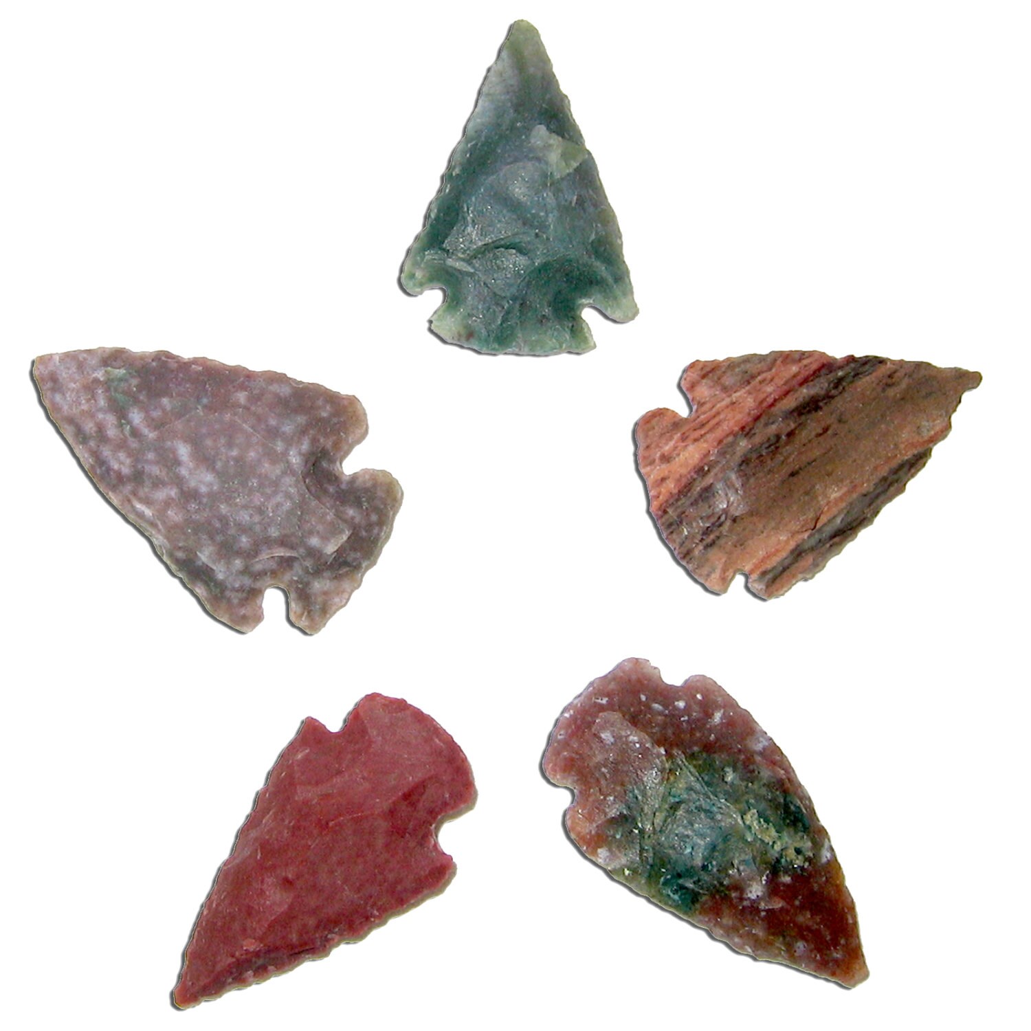 5 Arrowheads Authentic Hand Crafted Agate Stone Arrow Heads Randomly ...