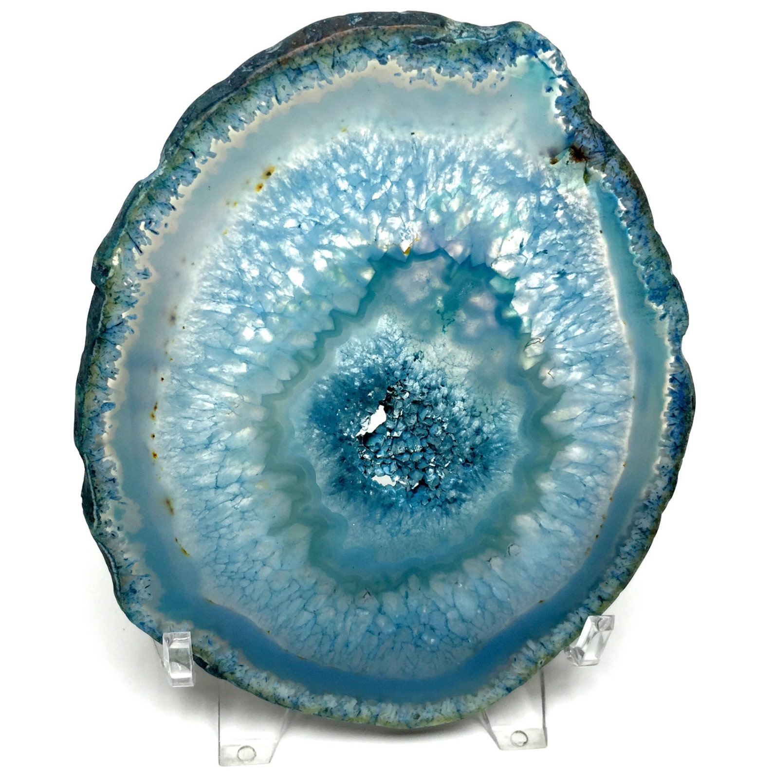 Large Blue Agate Slice Geode Polished Crystal Quartz Randomly - Etsy