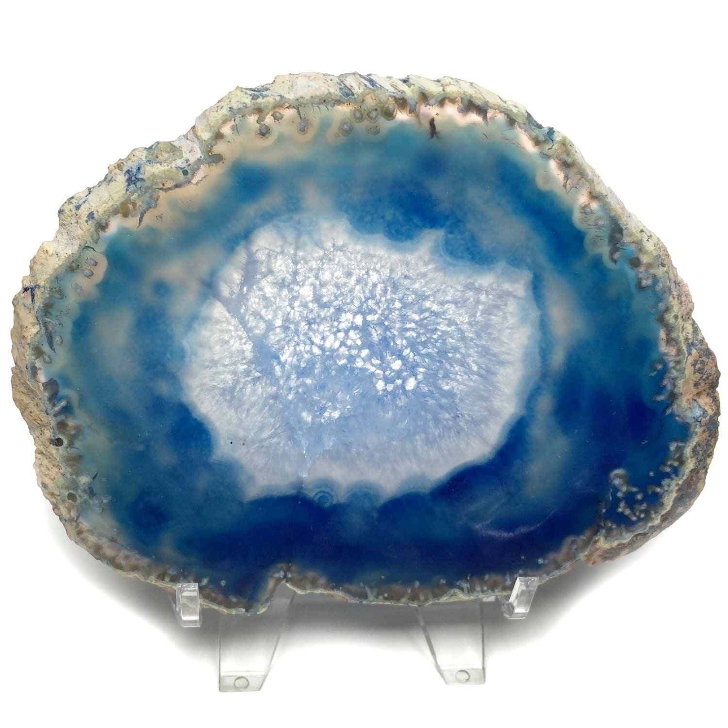 Large Blue Agate Slice Geode Polished Crystal Quartz Randomly - Etsy