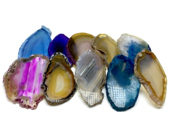 10 Coloured Agate Slices Geode Polished Slabs Brazil Agate | Etsy