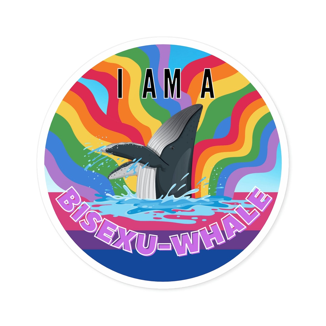 Bisexu Whale Sticker Lgbtqia Pride Rainbow Whales Laptop Sticker