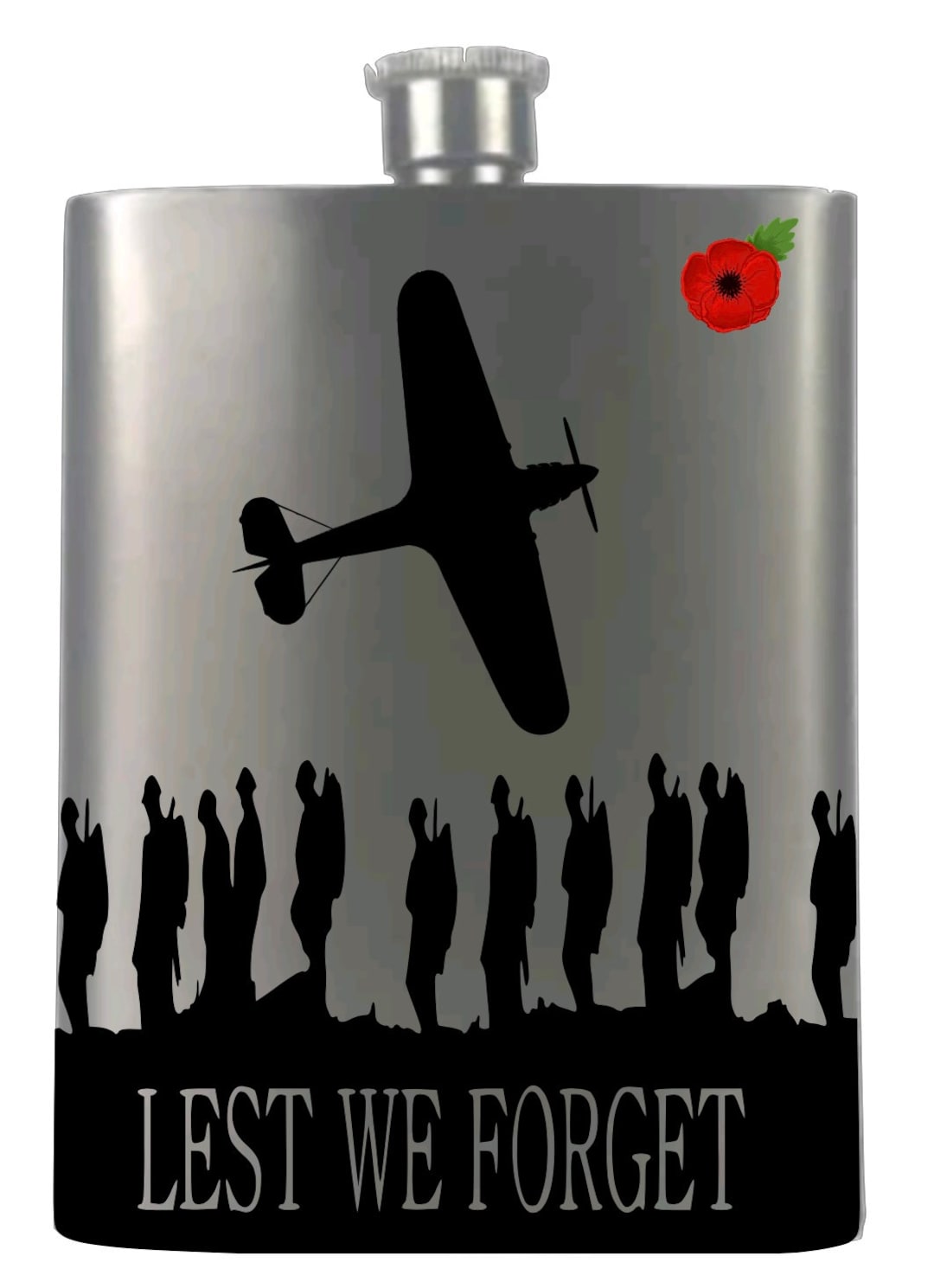 Military Lest We Forget Battle of Britain Spitfire Airplanes Hip Flask ...