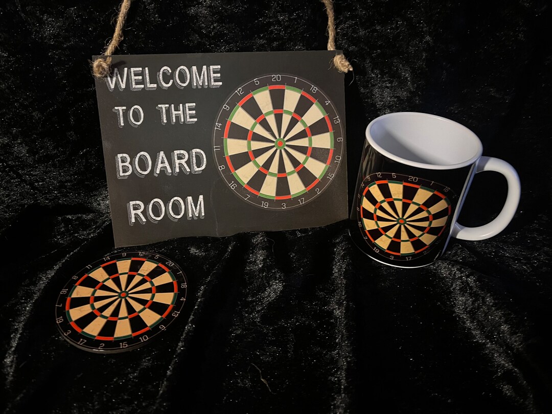 Personalized Darts Fan Gift Set: Dartboard Mug, Coaster & Sign - Etsy