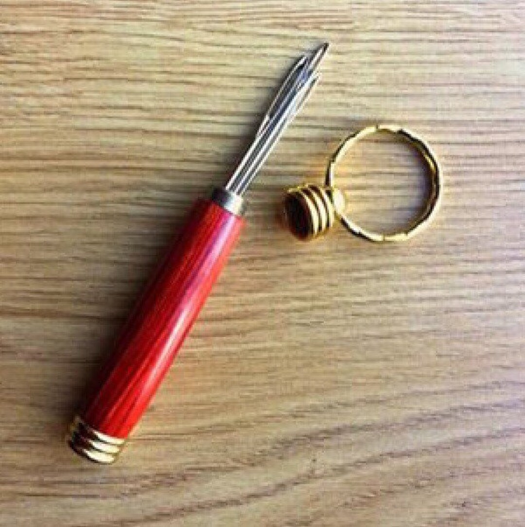 Handturned Wooden Secret Compartment Keyring, Needle Holder, Toothpick ...