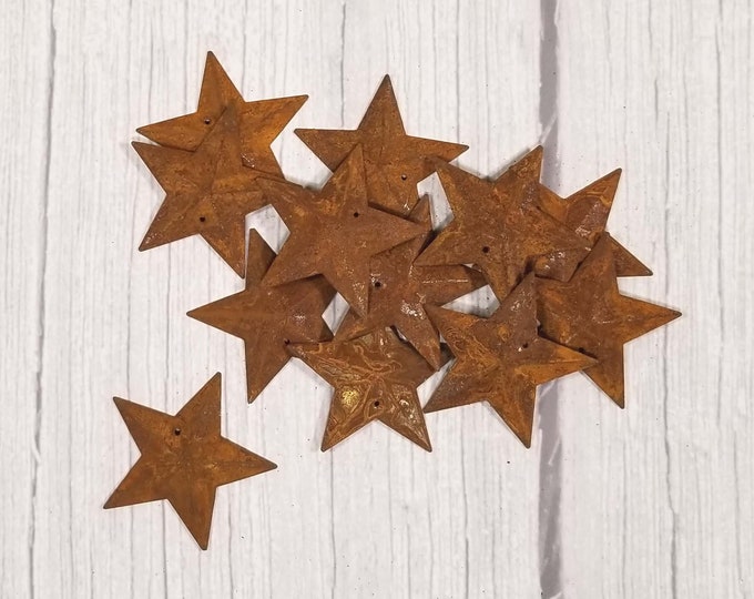 Package of 12 - 1 3/4" Diameter Rusty, Rustic, Metal Stars With Small ...