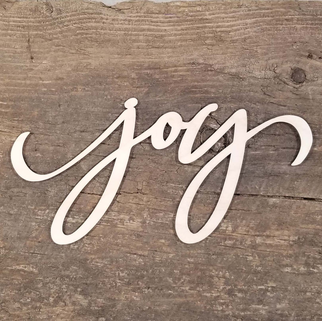 Fancy "joy" 1/8" Thick Wood Laser Cutout Word - A Big Red's Craft Barn ...
