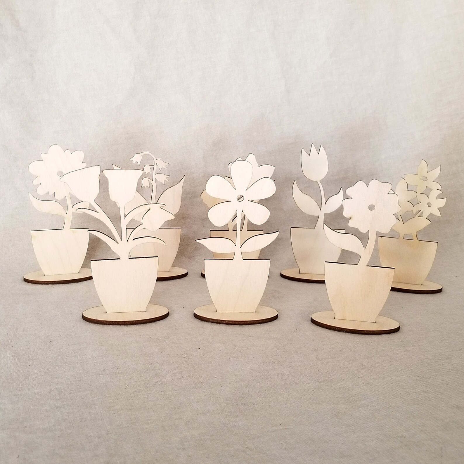Fantastic 8 Pack of Assorted Wood Cutout Flowers with Stands | Etsy
