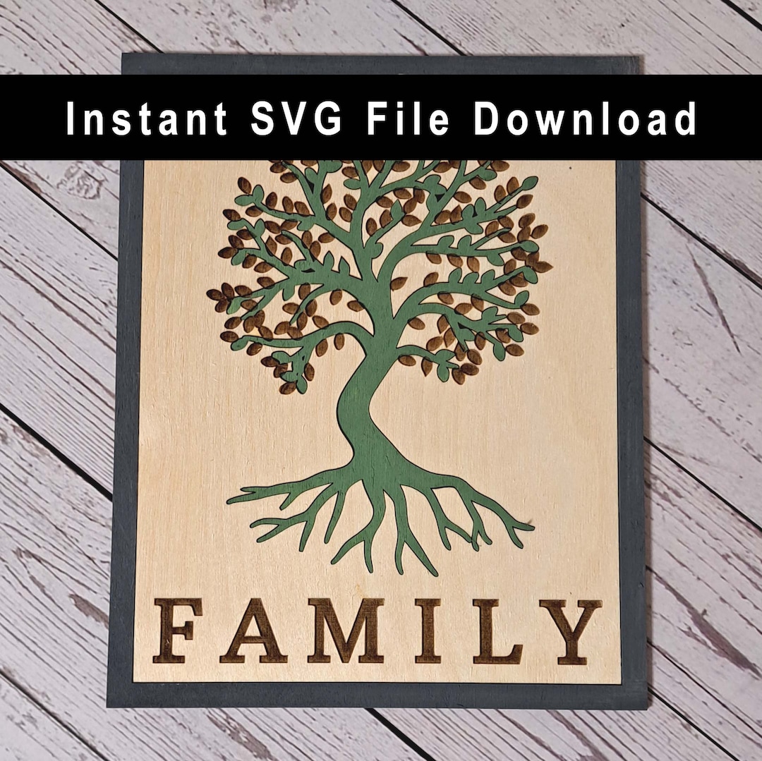 Super Easy Two Color Family Tree Sign Laser Cut File Laser Ready ...