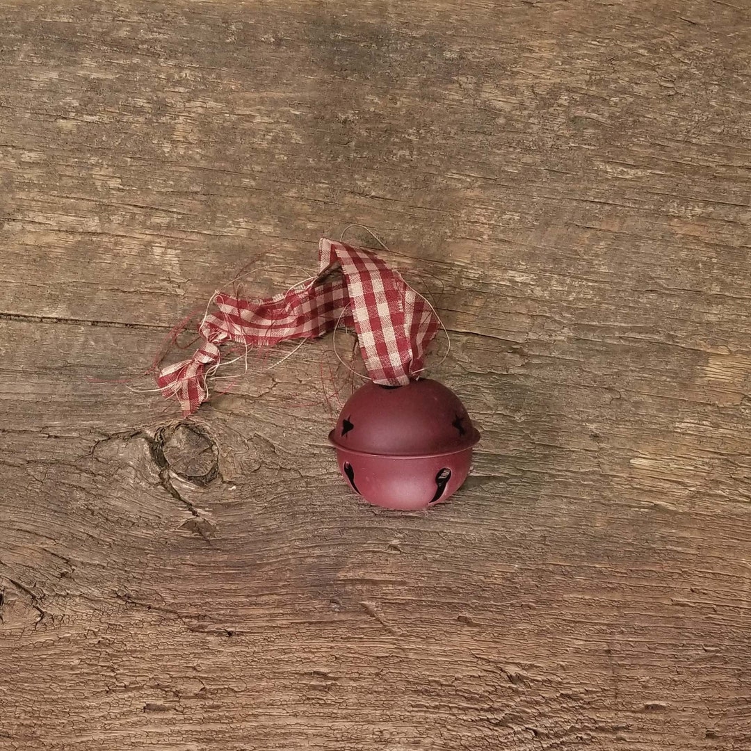 Pretty Burgundy Jingle Bell on a Country Cloth Hanger - 2" Bell - 6 ...