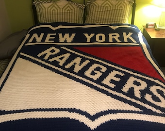 New York Rangers Inspired Crochet Blanket - Etsy