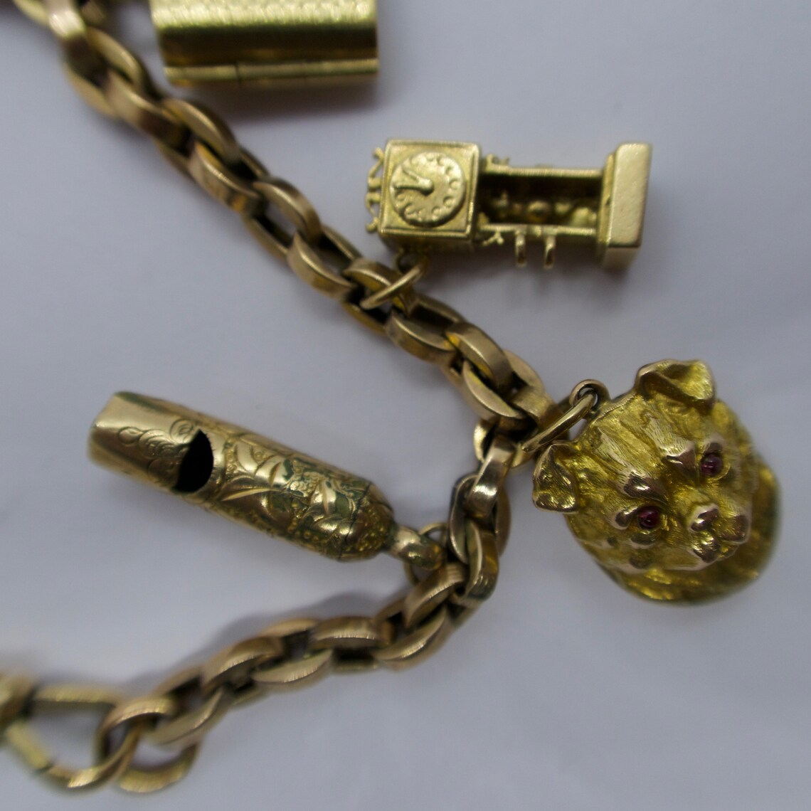 Vintage Yellow Gold Charm Bracelet - Etsy