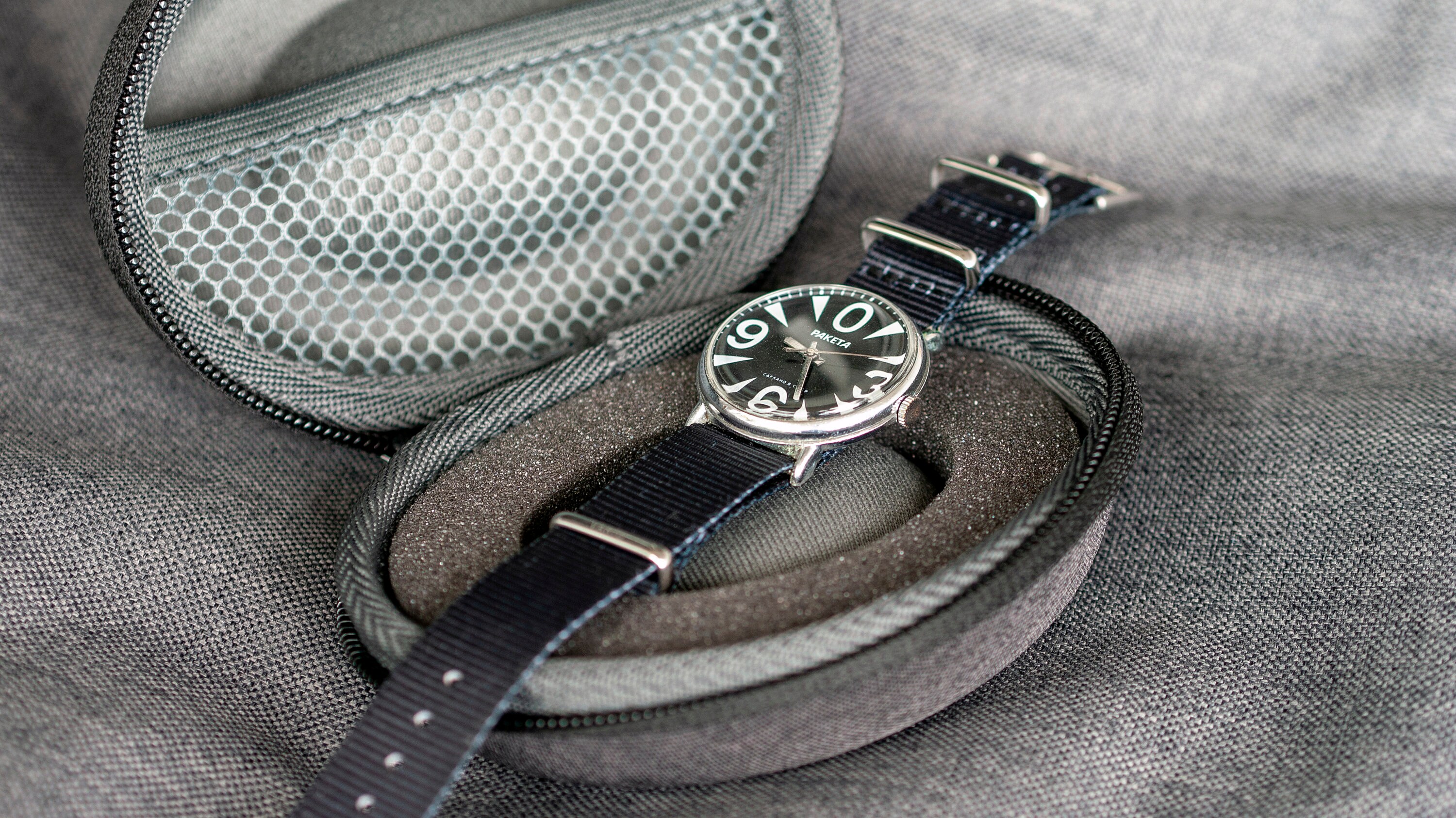 Deluxe Charcoal Black With Black Zipper Watch Travel Case | Etsy