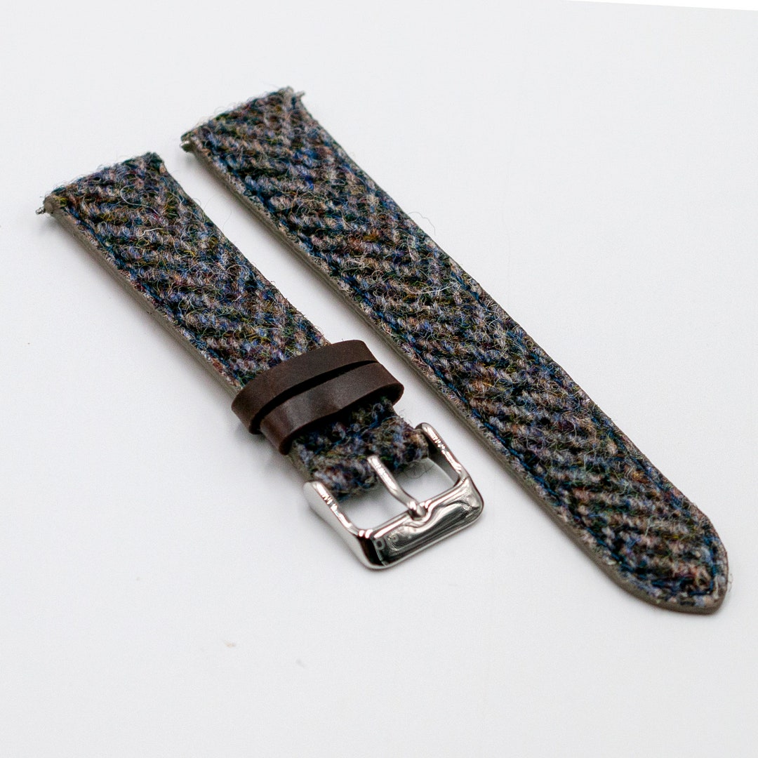 Harris Tweed Herringbone Berry Muesli Watch Strap (18mm-20mm-22mm) - Etsy