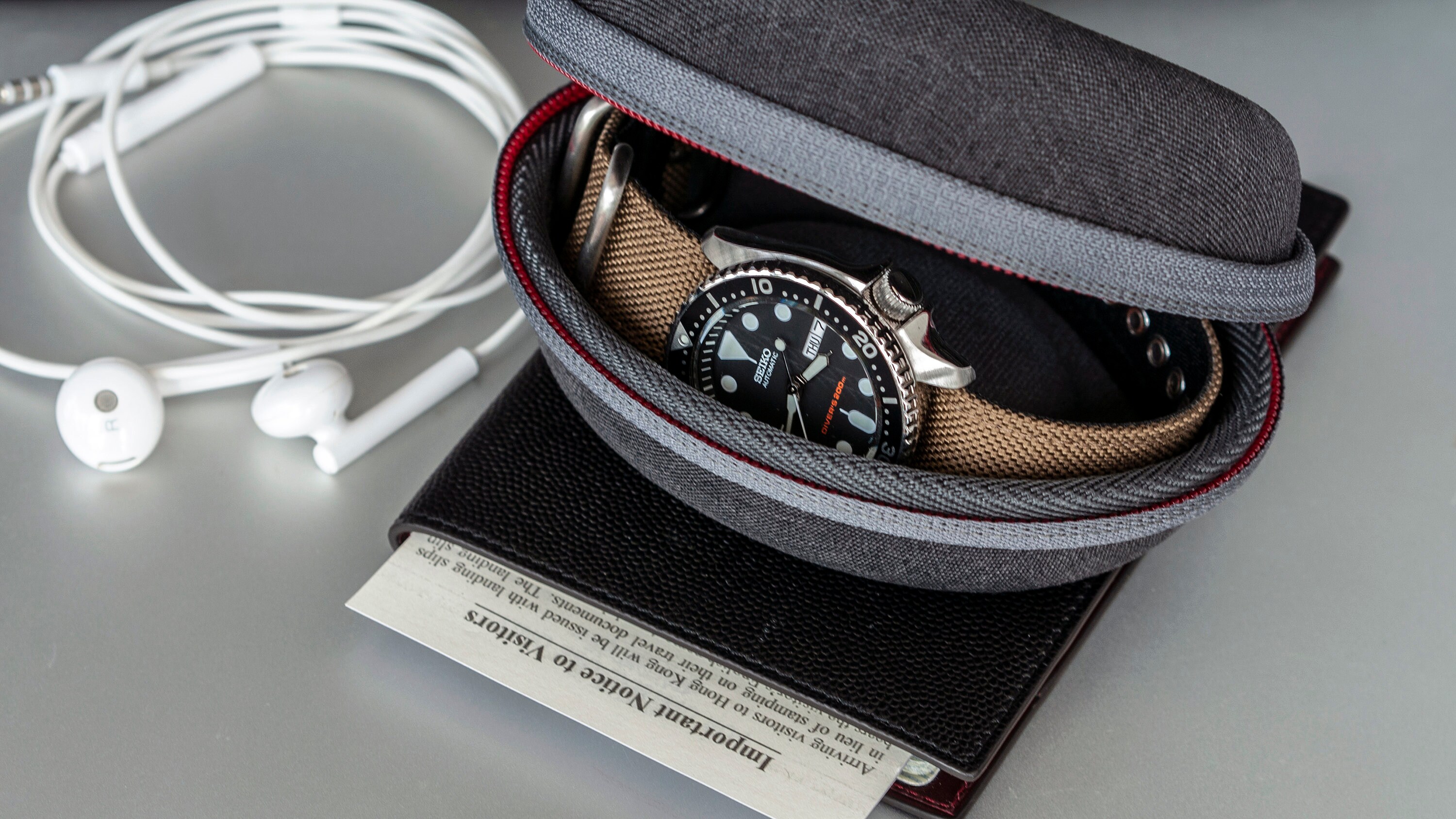 Deluxe Charcoal Black With Grey Zipper Watch Travel Case Pouch | Etsy