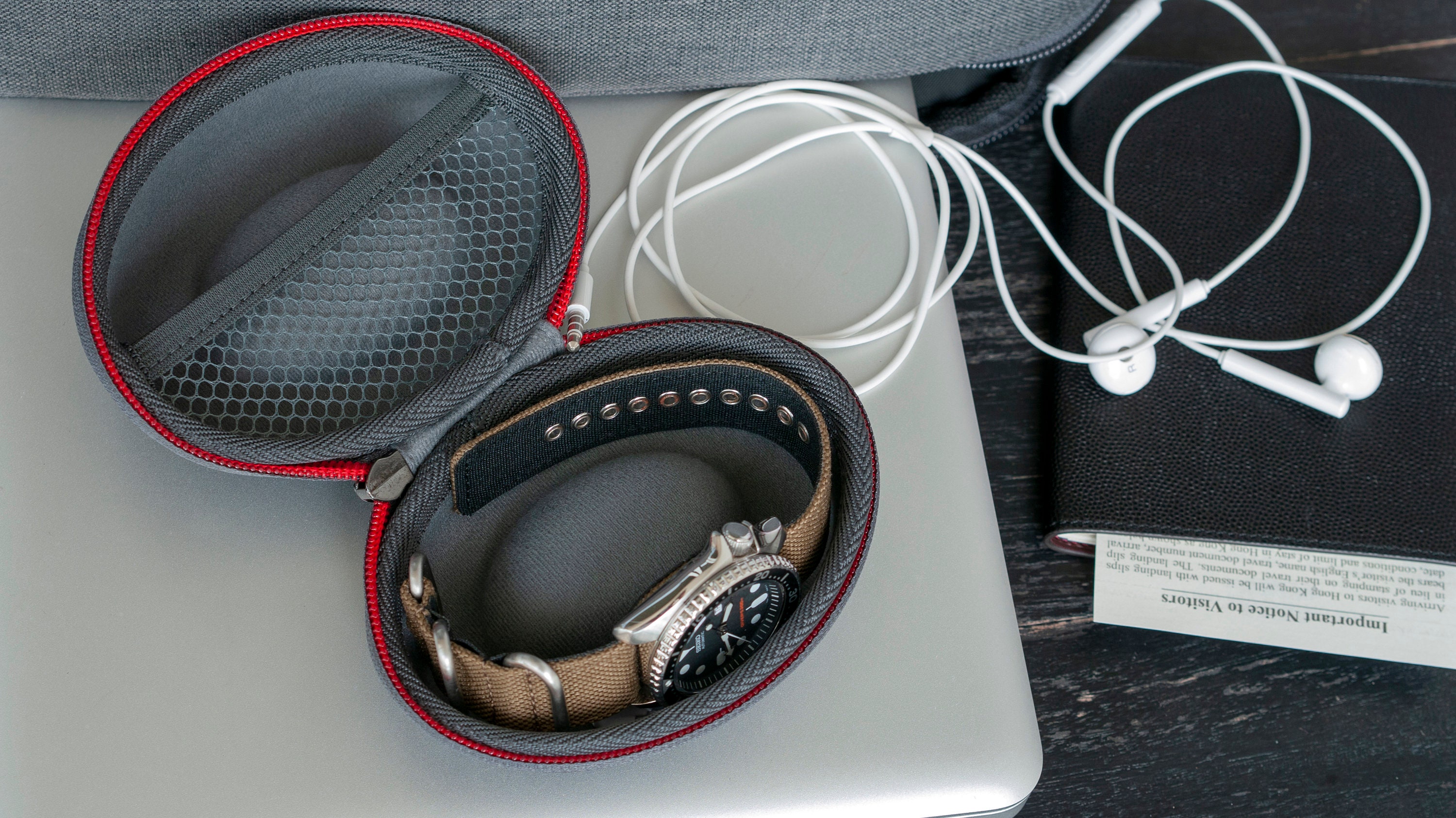 Deluxe Charcoal Black With Grey Zipper Watch Travel Case Pouch | Etsy