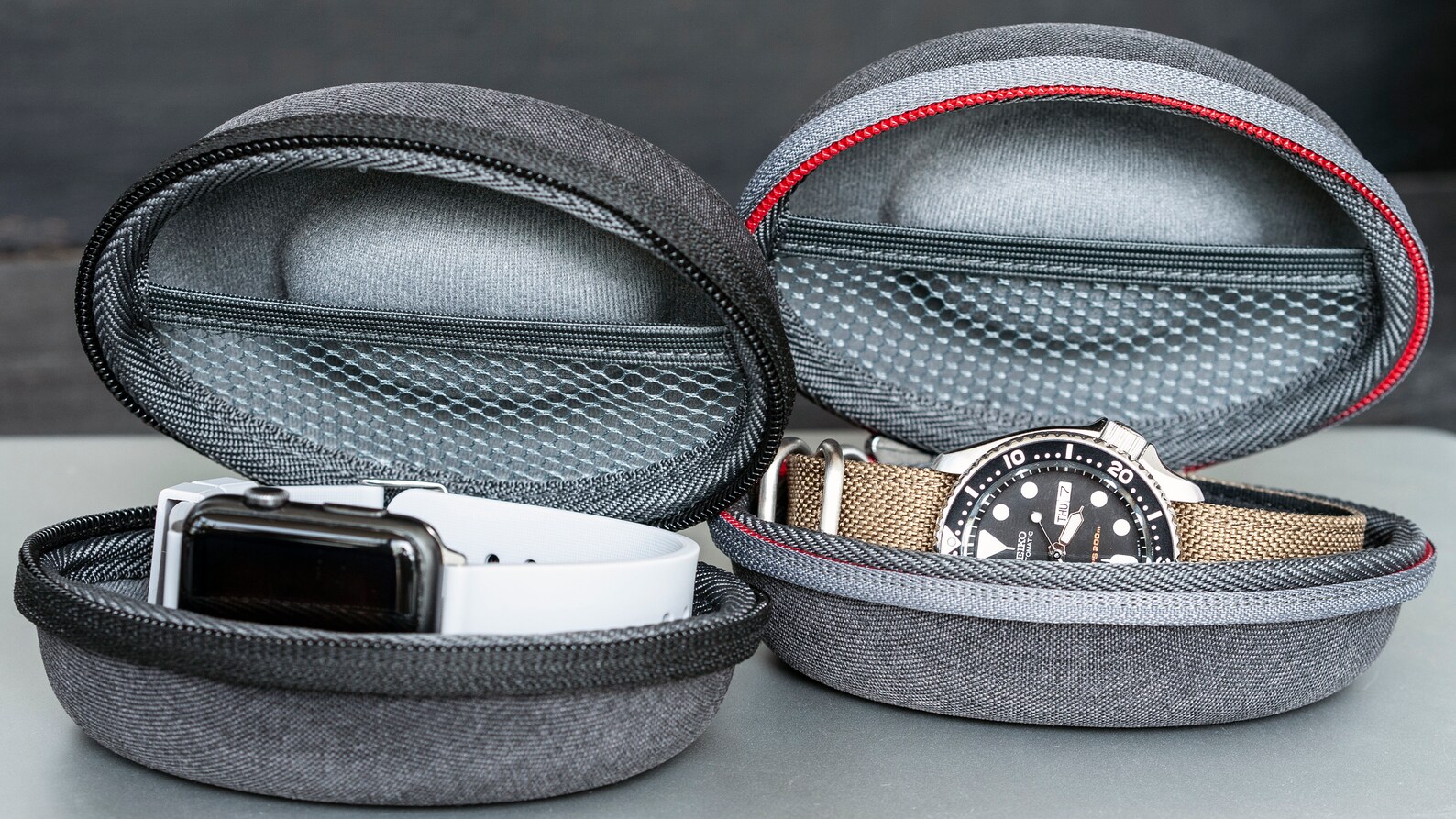 Deluxe Charcoal Black With Black Zipper Watch Travel Case | Etsy