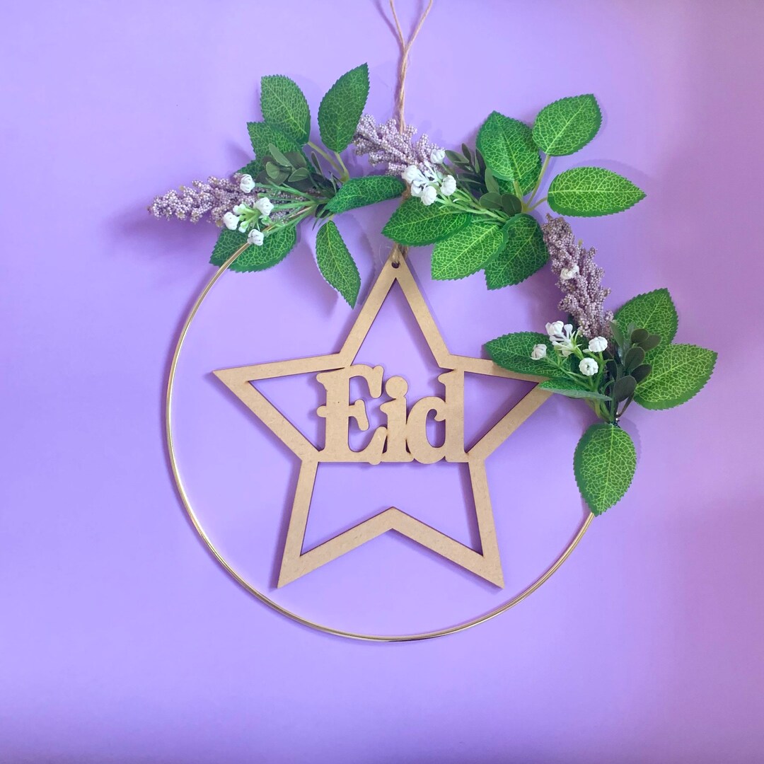 Eid Wreath Decoration Wooden Floral Wreath - Etsy UK