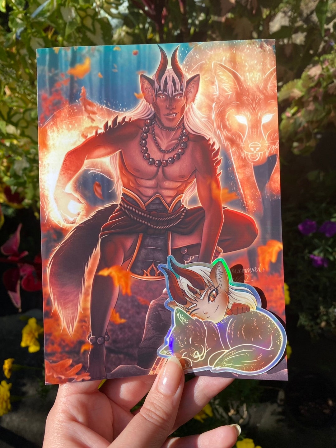 Hideaki, Fox Demon OC Print and Holographic Sticker - Etsy