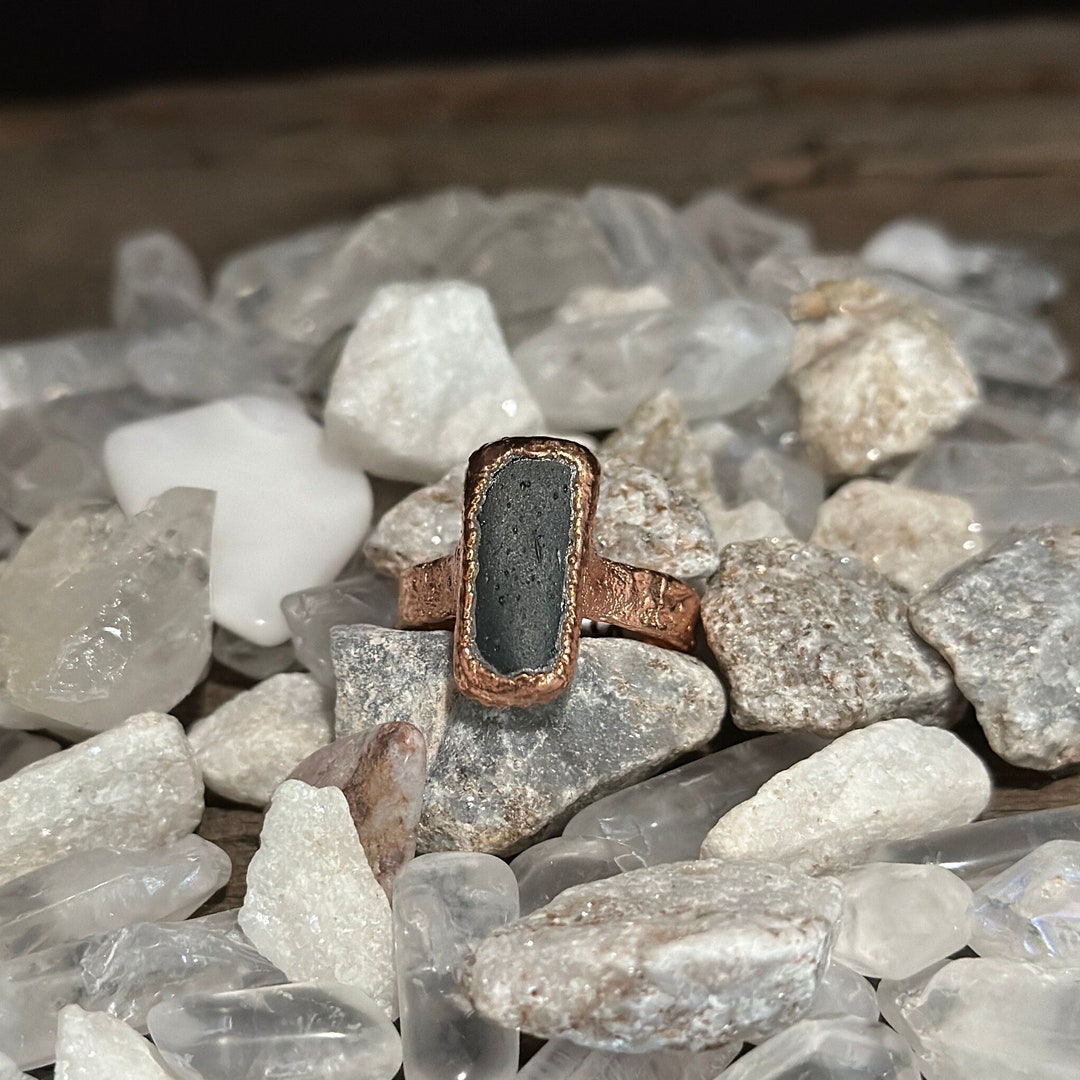 Rare Matte Black Slag Stone Electroformed Ring Size 10 1/2 Vintage ...