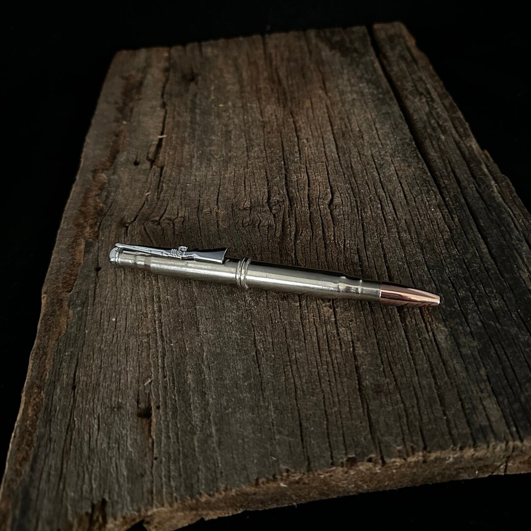 Buy Bullet Pen Nickel Plated Unique Chrome Rifle Pen Clip 30-30's Once ...