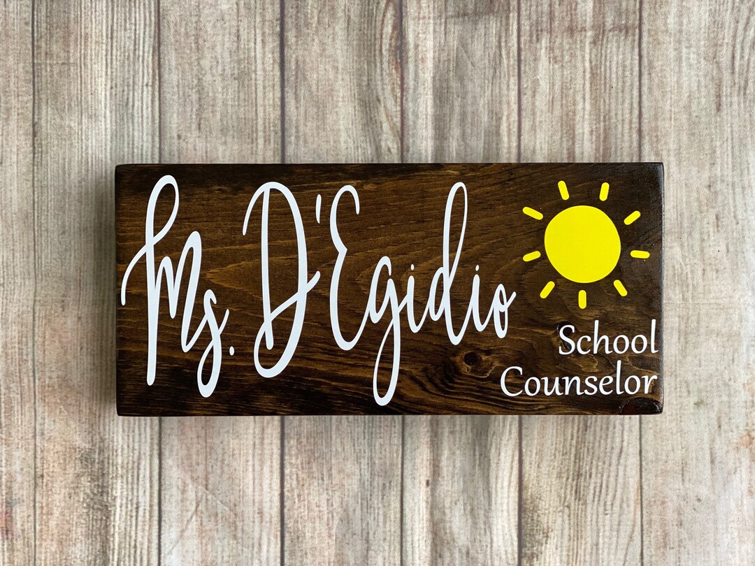 Personalized School Counselor Name Sign – Unique Gift Featuring Sun ...