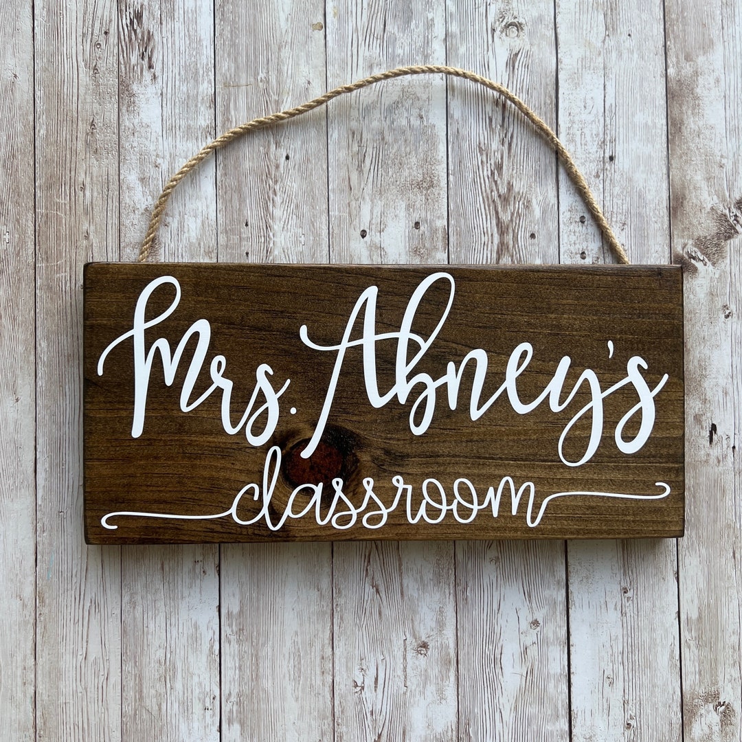Personalized Teacher Name Sign – Unique Door Hanging Sign for Classroom ...