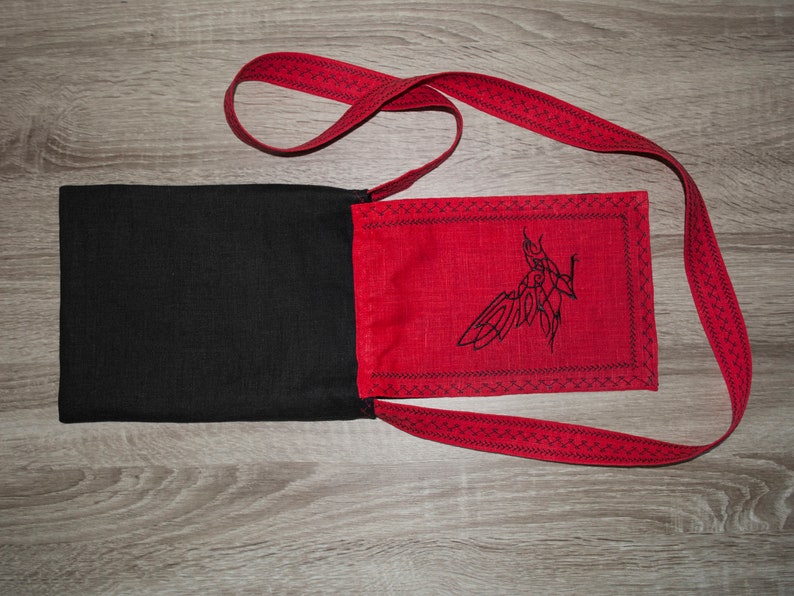 LARP Bag From Linen: Medieval Renfaire Viking Pouch With Celtic Raven ...