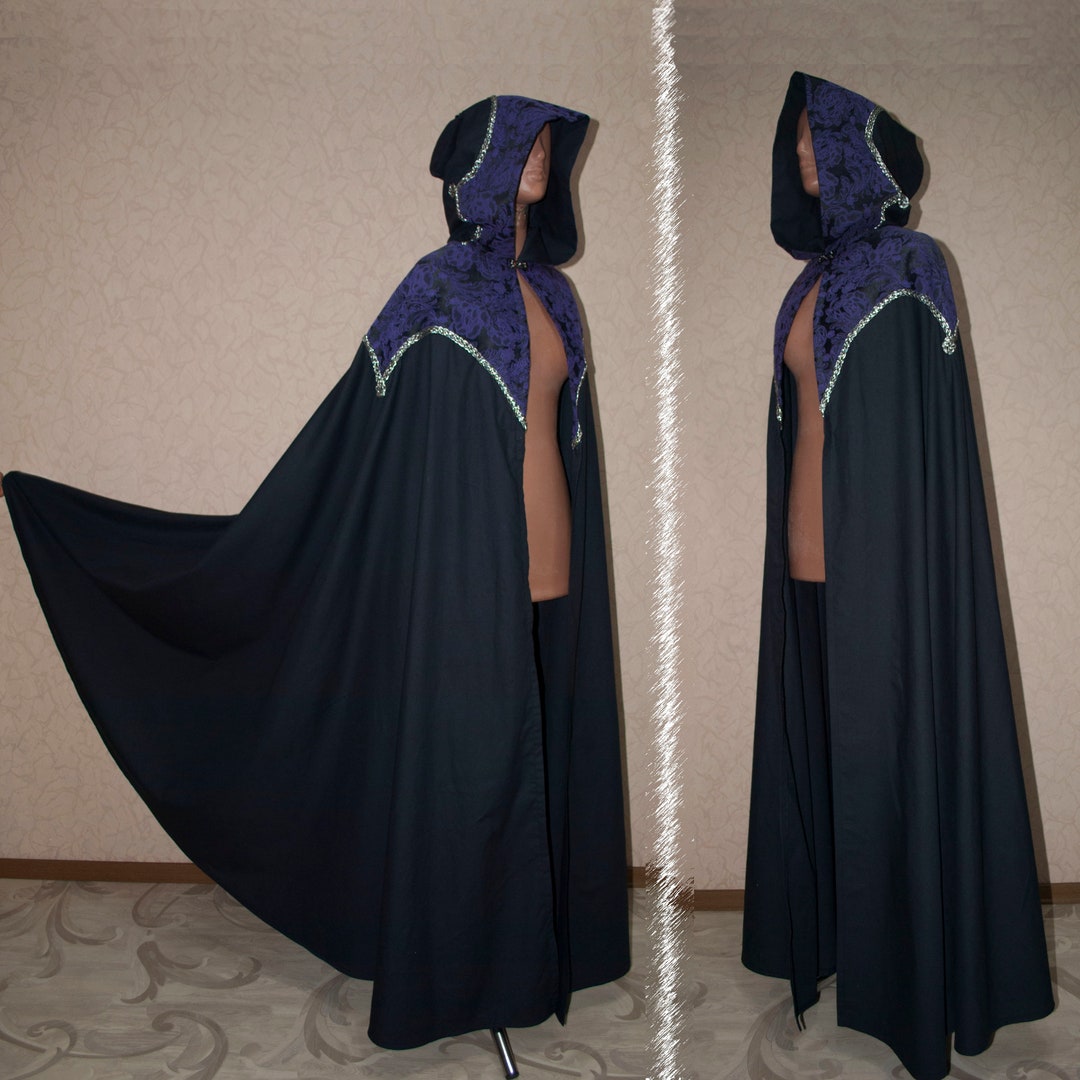 Fantasy Cloak LARP Hooded Mantle Wizard Cloak With Hood Elven Hooded ...