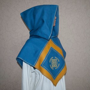 Medieval Hood Linen Larp Cape Viking Hood With Celtic Knot Made ...