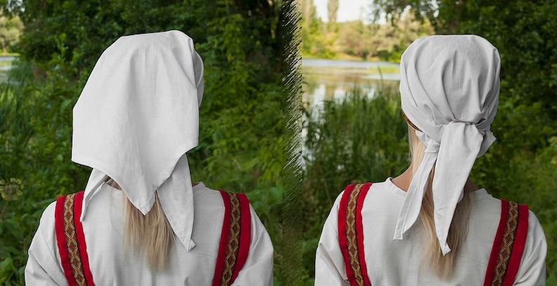 Kerchief Linen Medieval Women Head Covering Coif for LARP Renfaire ...