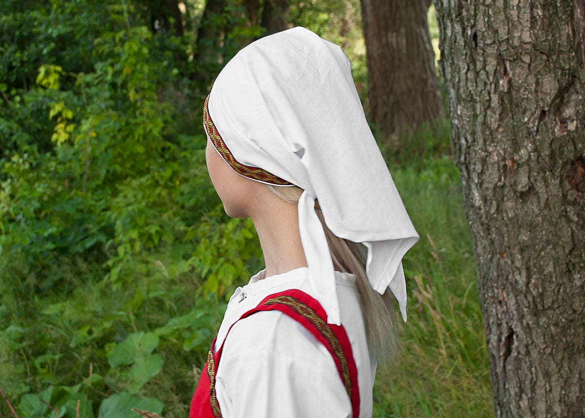Kerchief Linen Medieval Women Head Covering Coif for LARP Renfaire ...