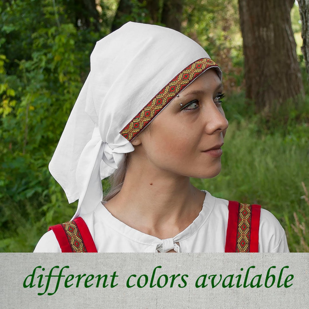 Couvre-chef médiéval Foulard en lin Coiffure viking Coiffe médiévale ...