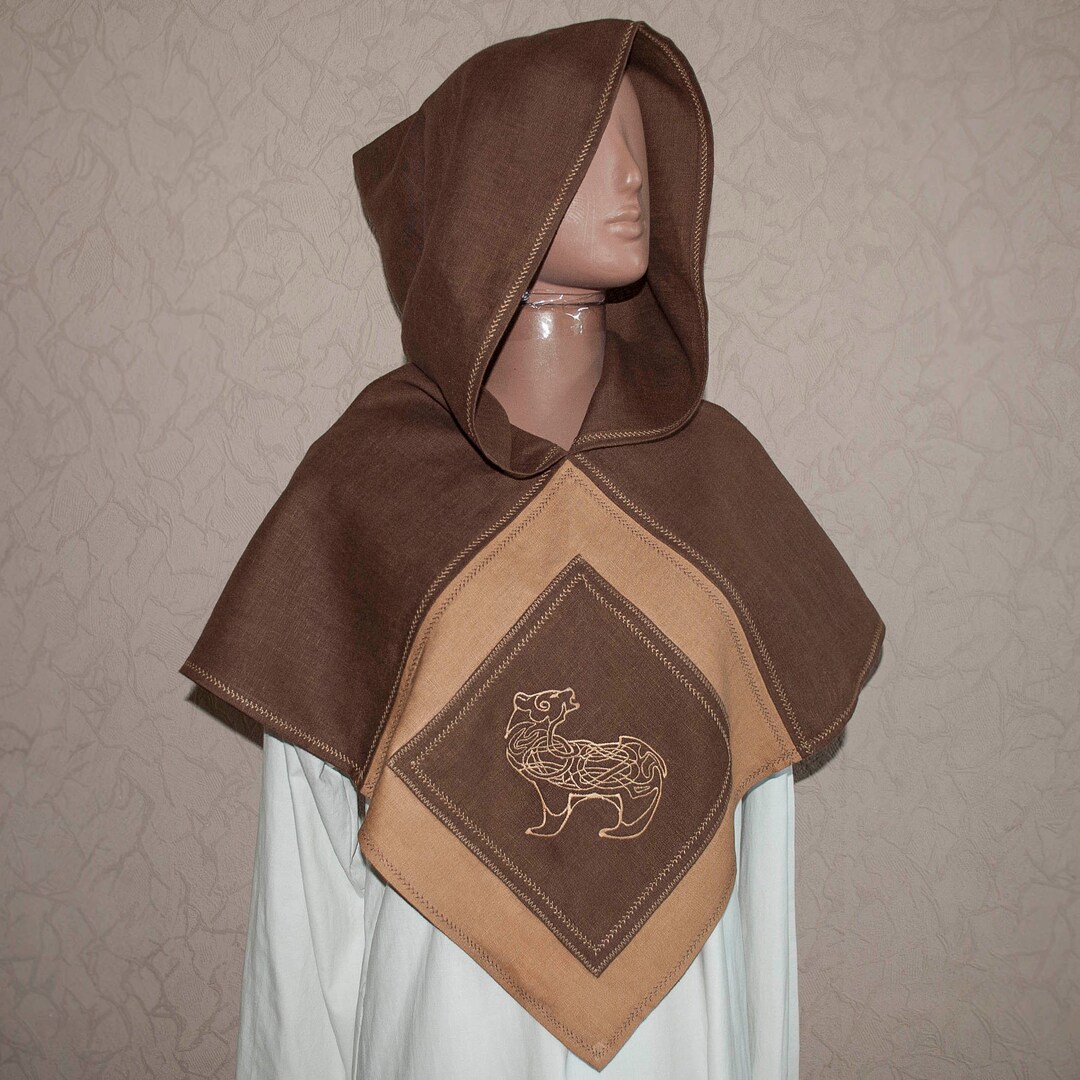 Medieval Hood Linen Viking Hood Middle Ages Hood Cape Made According ...