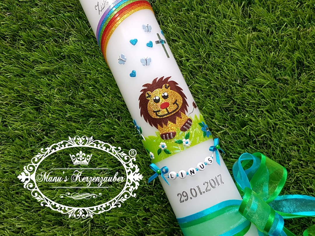 Baptismal Candle Lion the Original© Boys Girl Baptismal Gift - Etsy