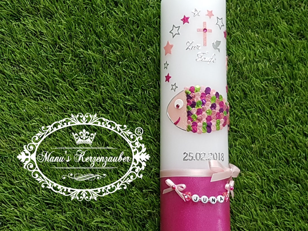 Baptismal Candle Fish Heart Scale the Original © - Etsy