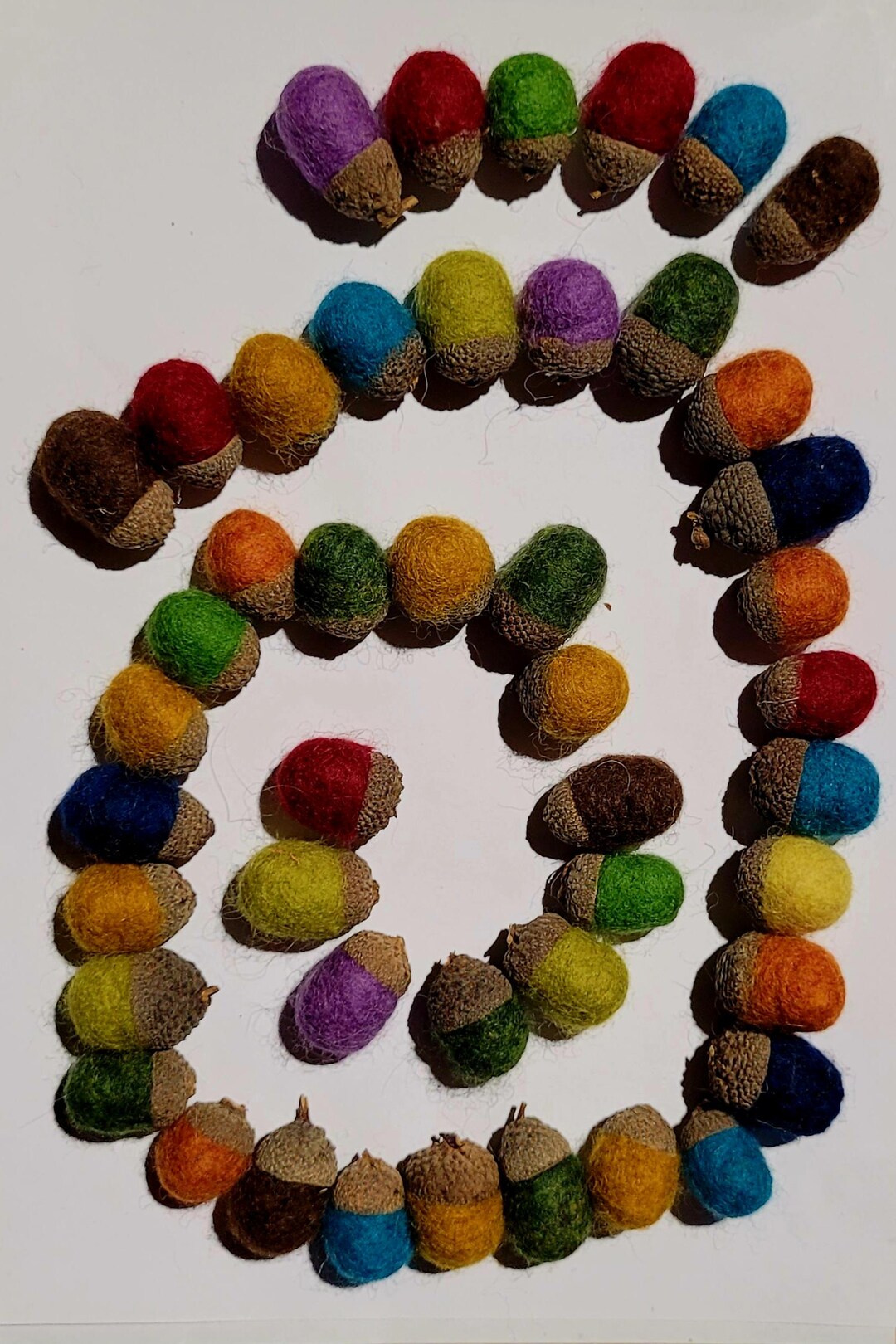 Large Set of 46 Carded Wool Acorns With Real Acorn Caps - Etsy