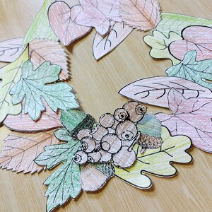Seasonal Leaves Wreath Printable, Thanksgiving Autumn Paper Craft for ...