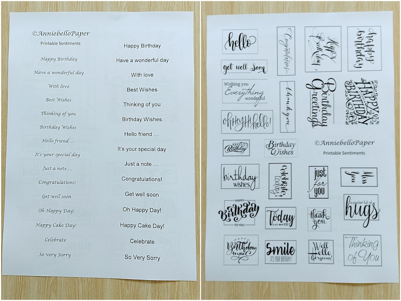 Printable Sentiments for Cards and Crafts, Black and White English Text ...