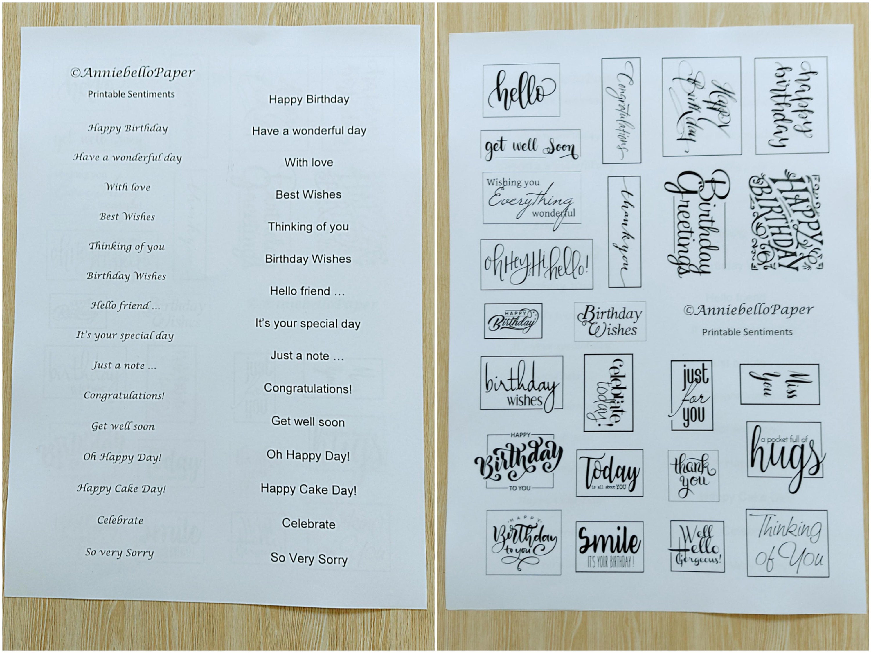 Printable Sentiments for Cards and Crafts, Black and White English Text ...