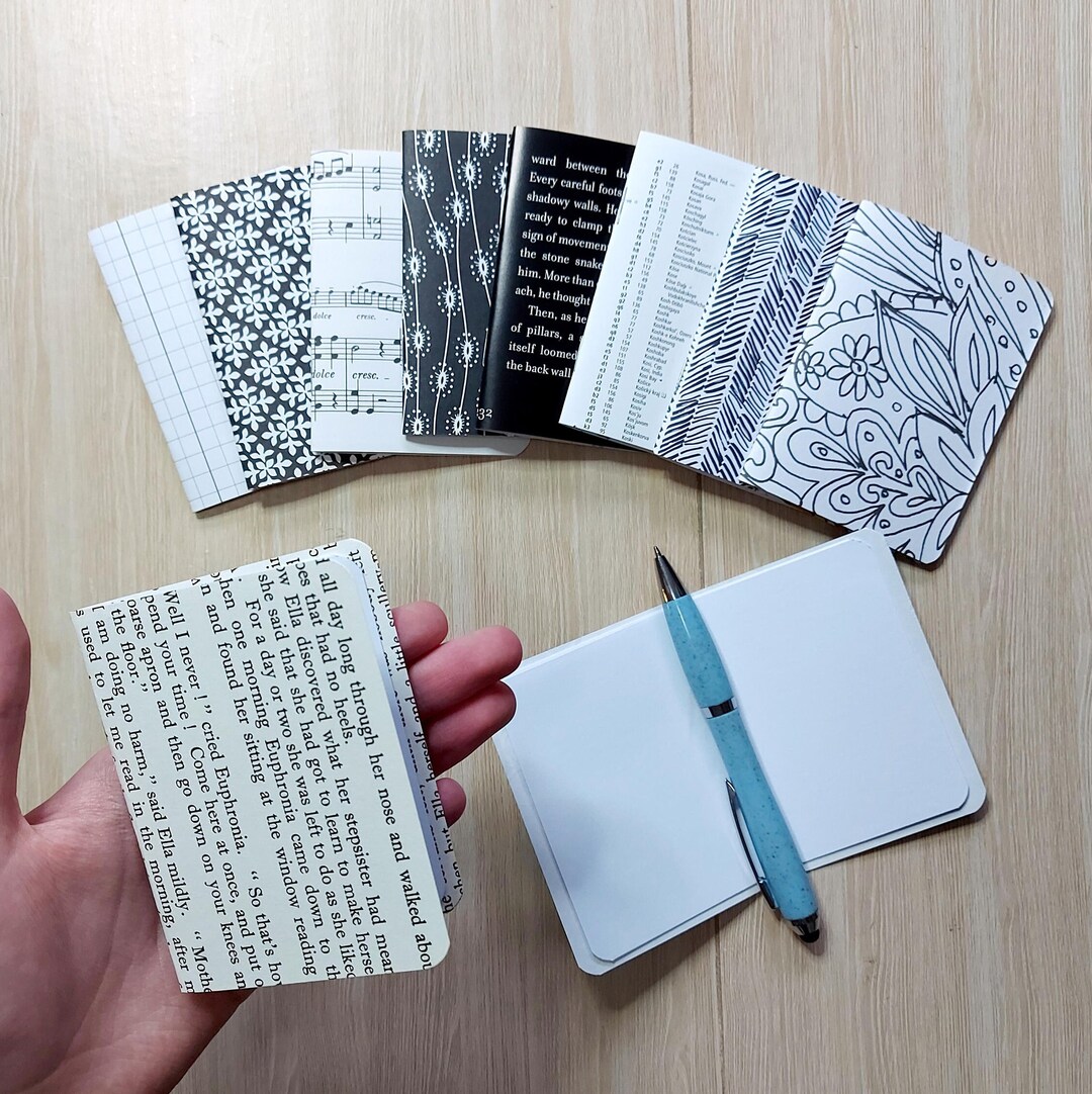 Black and White Mini Notebook (10), Monochrome Stationery, Purse or ...
