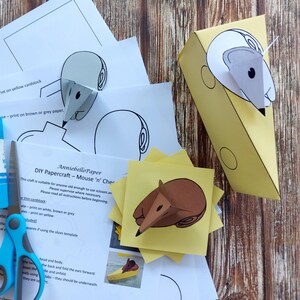 Childrens Mouse Papercraft Printable PDF, Mice and Cheese Paper Toy ...