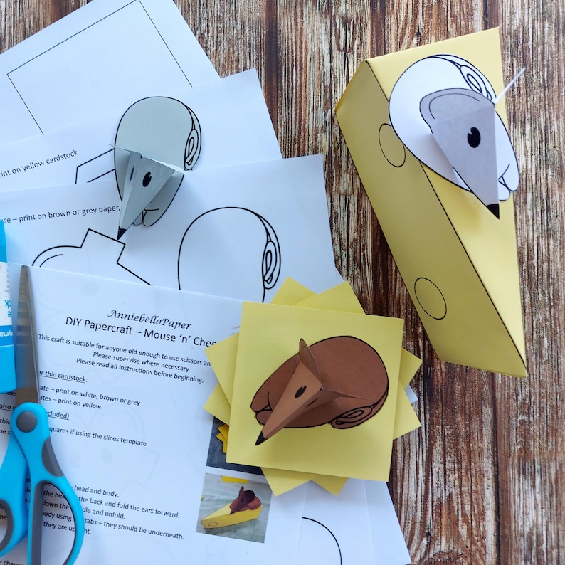 Childrens Mouse Papercraft Printable PDF, Mice and Cheese Paper Toy ...