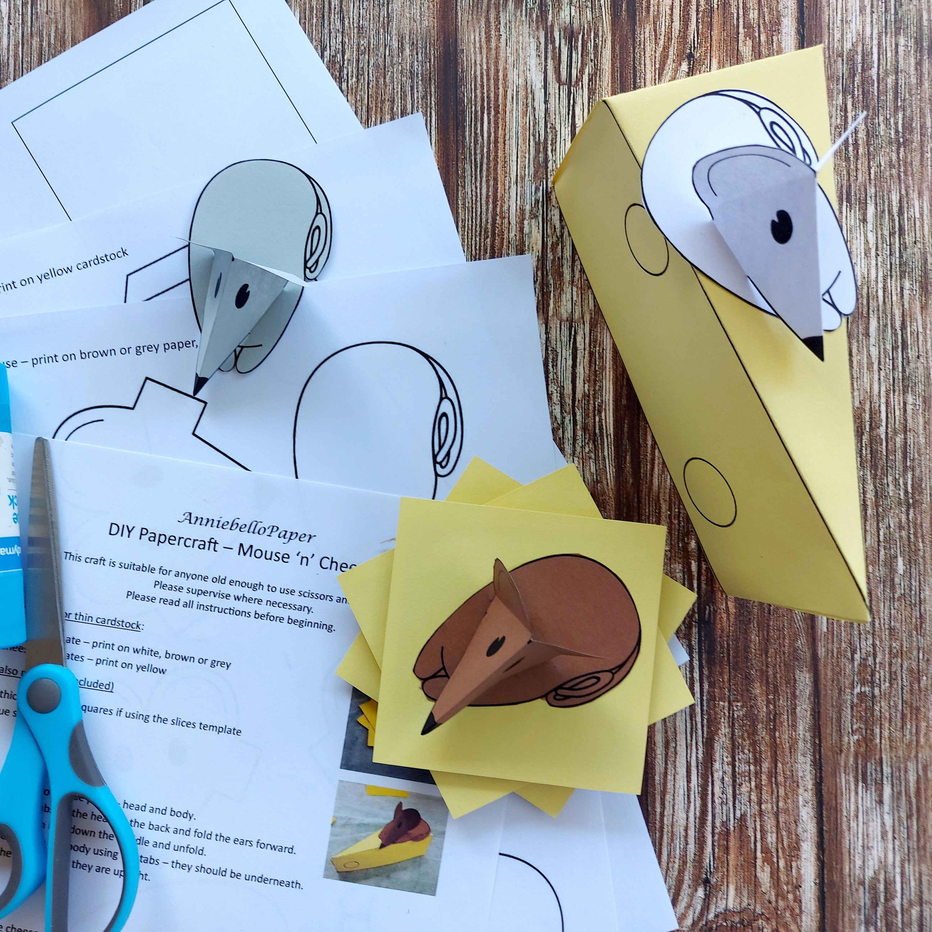 Childrens Mouse Papercraft Printable PDF, Mice and Cheese Paper Toy ...