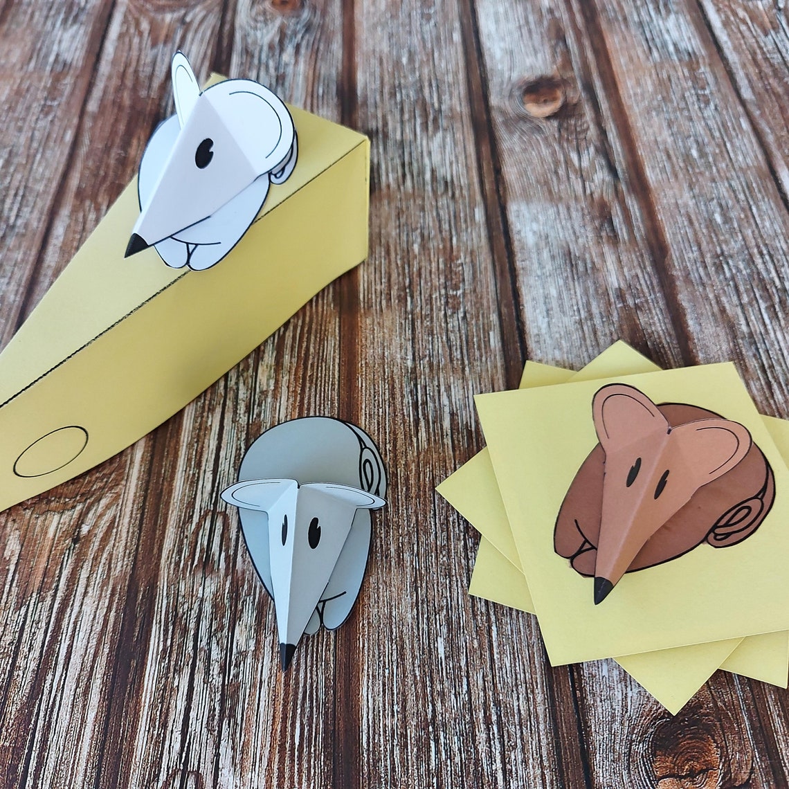 Childrens Mouse Papercraft Printable PDF, Mice and Cheese Paper Toy ...