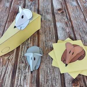 Childrens Mouse Papercraft Printable PDF, Mice and Cheese Paper Toy ...