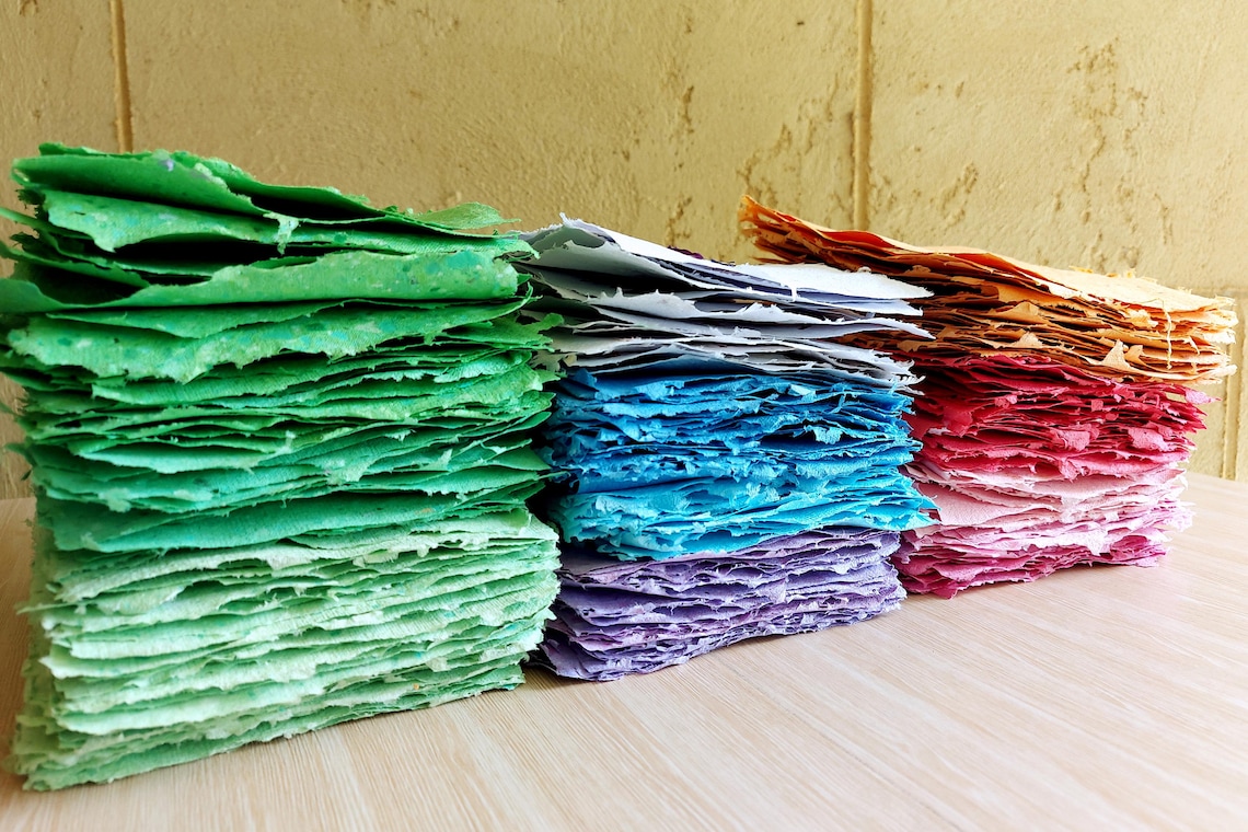 Rainbow Colours Handmade Paper Bundle, Recycled Paper for Crafts and ...
