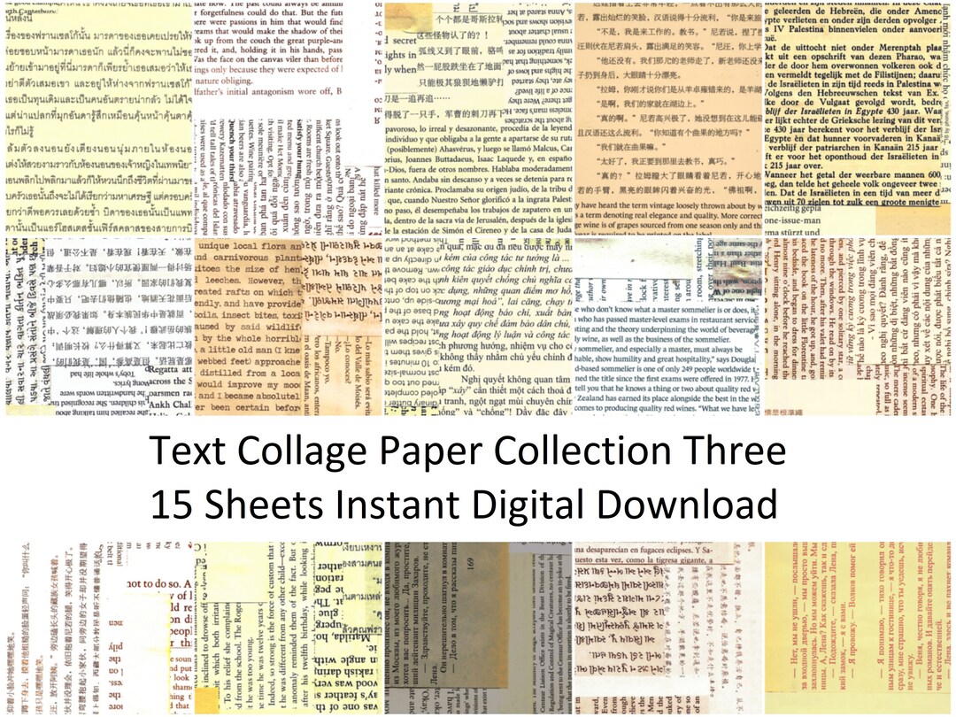 Book Page Frankenpaper Sheets, Masterboard Collage, Text Digital Paper ...