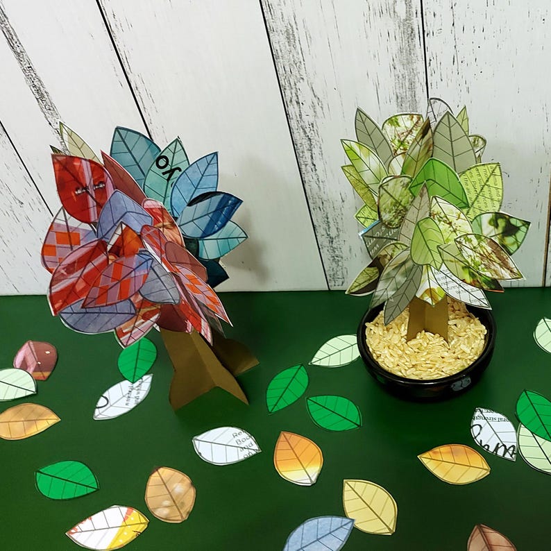 Mini Tree Papercraft DIY, Digital Download Craft Kit, Easy Paper Bonsai ...