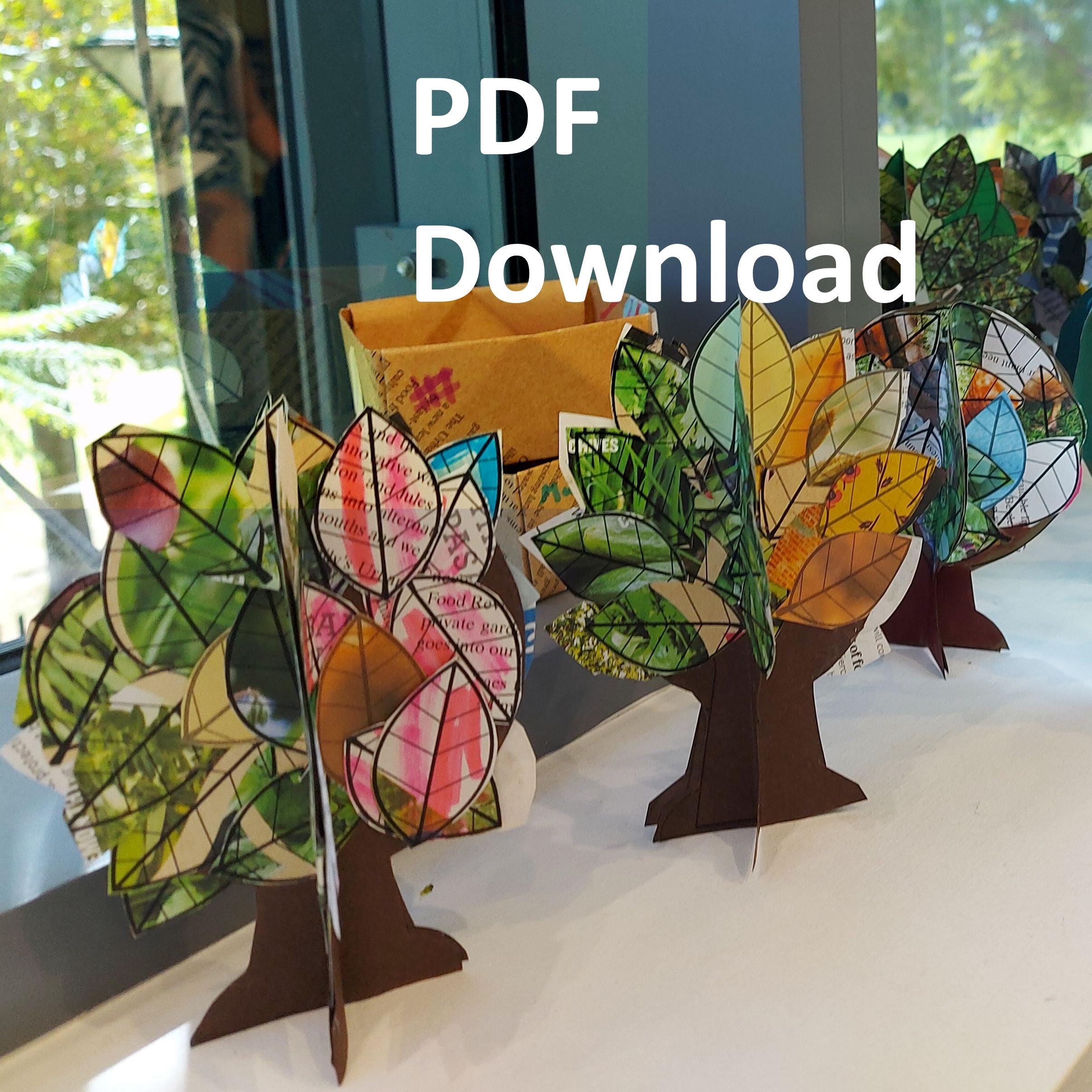 Mini Tree Papercraft DIY, Digital Download Craft Kit, Easy Paper Bonsai ...