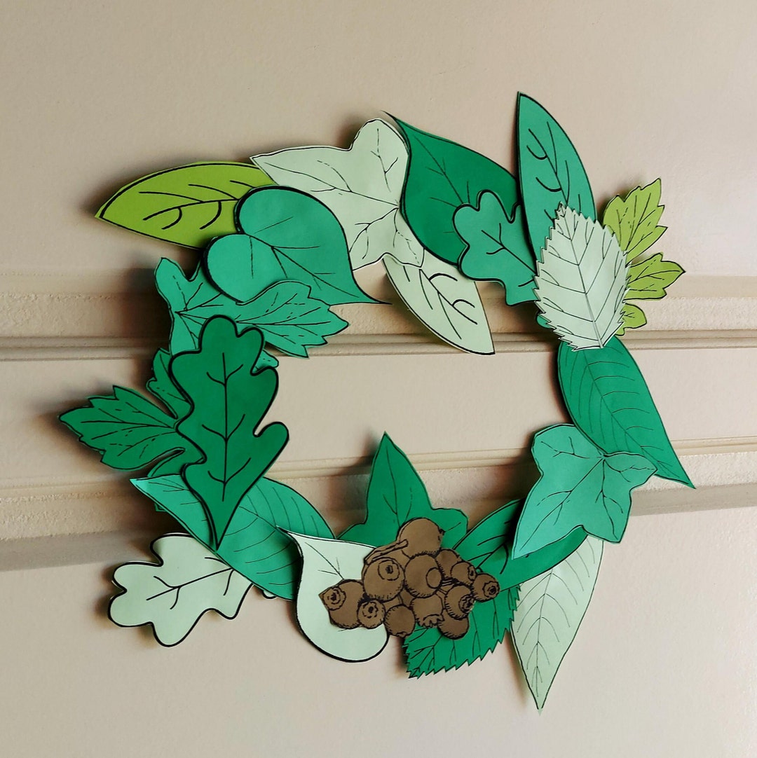 Seasonal Leaves Wreath Printable, Thanksgiving Autumn Paper Craft for ...